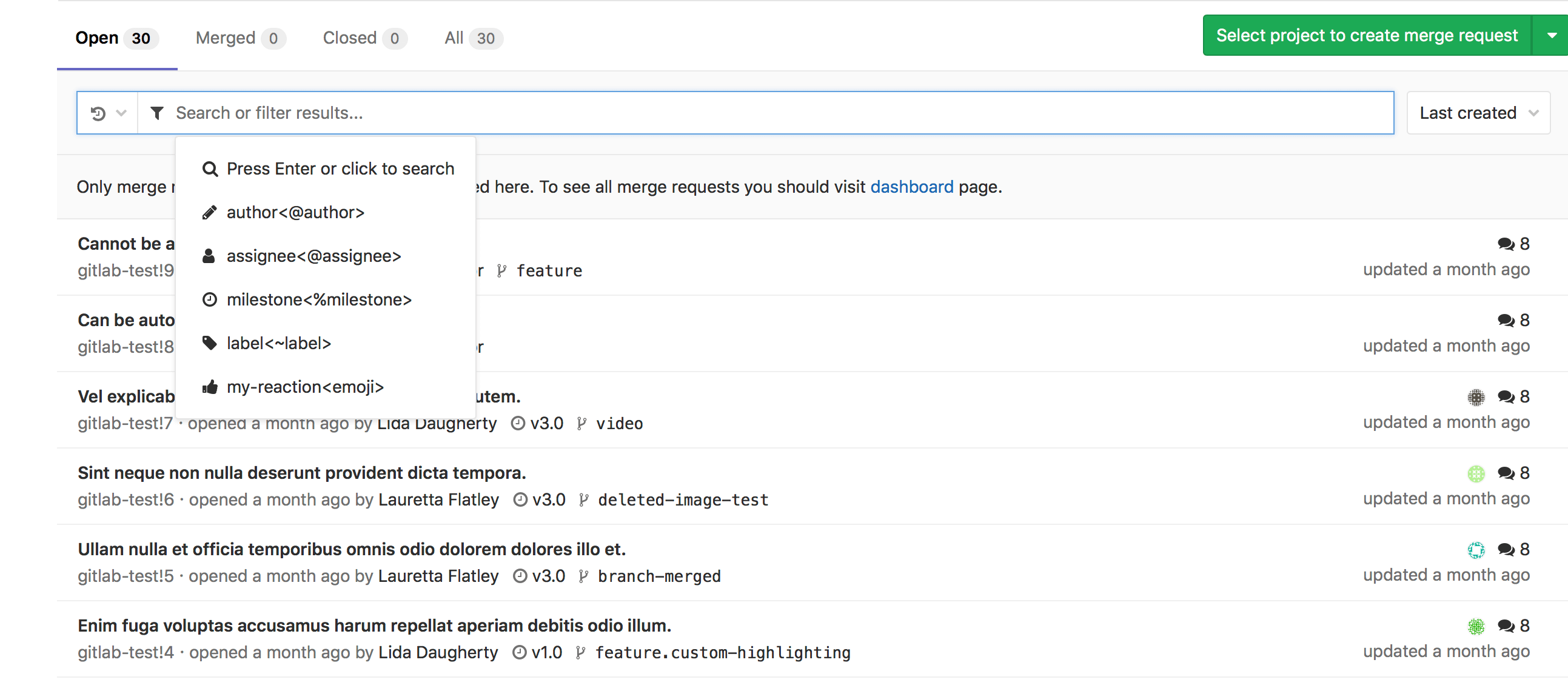 Index · Merge requests · Project · User · Help · GitLab