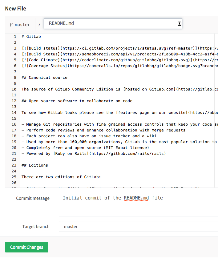 Web editor · Repository · Project · User · Help · GitLab